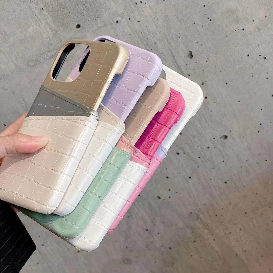 Luxury New Pu Leather Splice Color Designer Phone Cover Apple Mobile ...