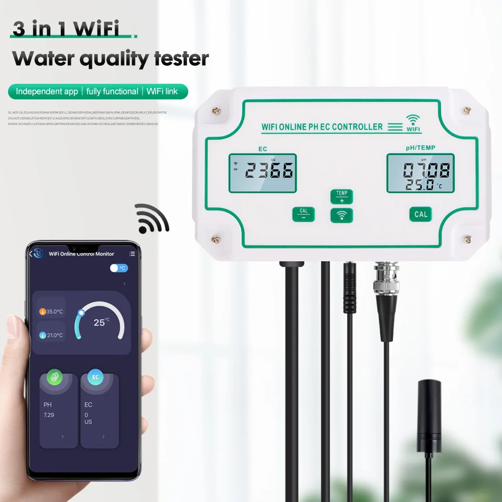 Wireless Online Digital PH EC Controller Temperature 3 in 1 PH ...