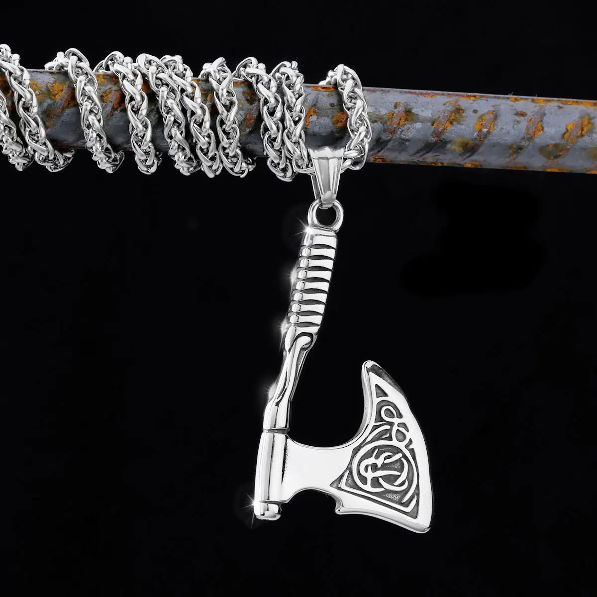 Viking Celtic Knot Axe Necklace Men's Stainless Steel Hip Hop Fashion ...