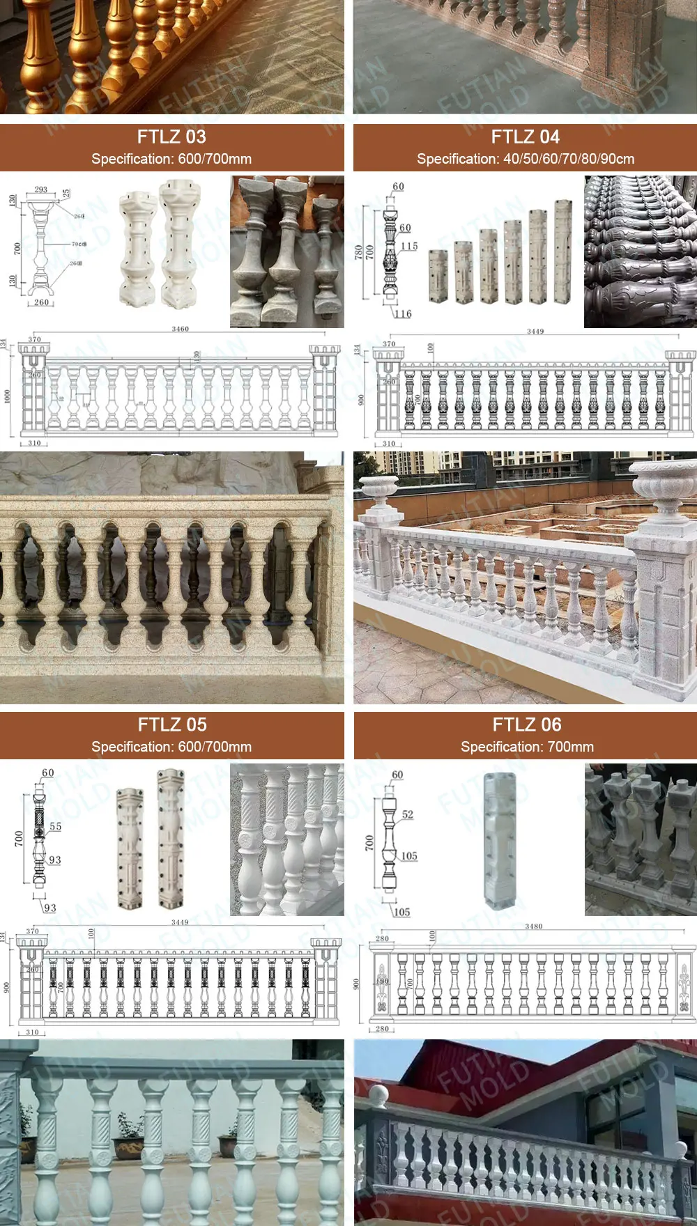 Concrete Baluster Molds - High Precision for Decorative Use