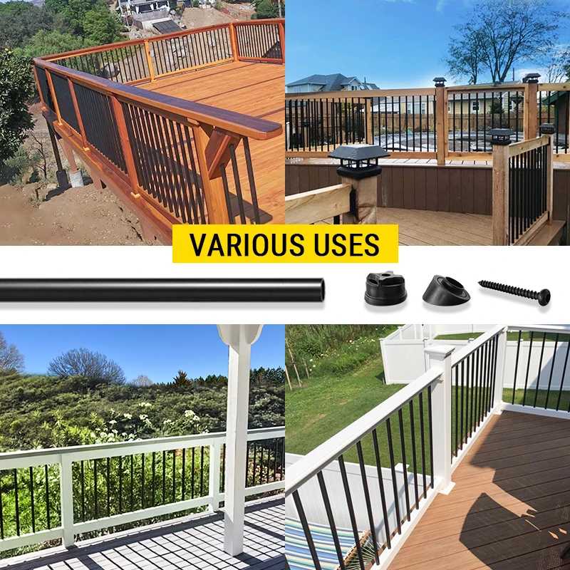Modern Black Matte Galvanized Steel Tube Staircase Railings