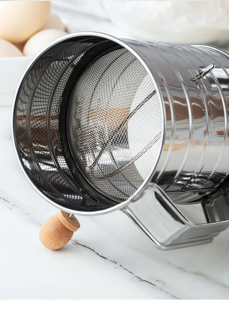 Stainless Steel Flour Sieve With Scale Hand Pressure Filter Flour Sieve ...