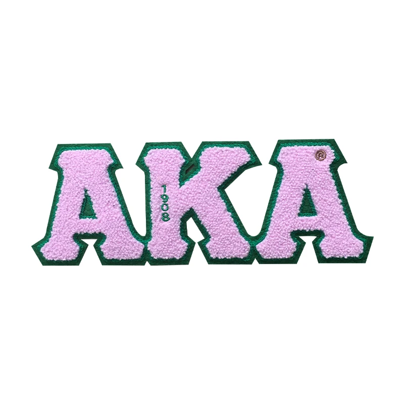 Towel Embroidered Badge Applique Chenille Letter Patch Custom Greek Aka Chenille Letter Patches ...