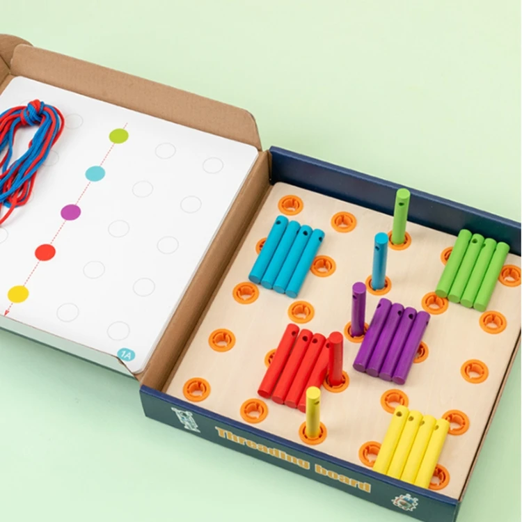 Educational Fine Motor Training Toy Wooden Threading Nail Board For ...