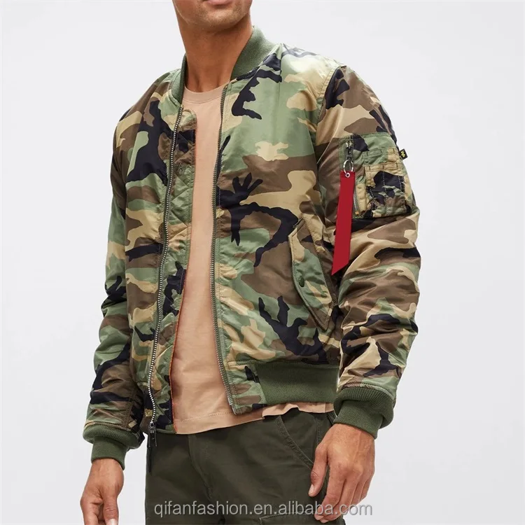 Custom Arm Pocket Reversible Camouflage Bomber Jacket For Men - Buy ...
