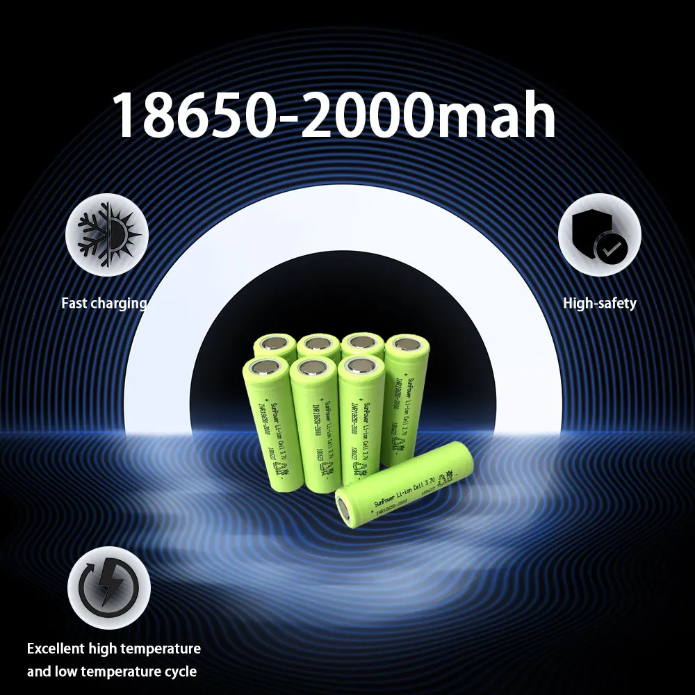 bulk stock cylindrical lithium cell 18650 2000mah 3.7V rechargeable li ion batteries cell ...