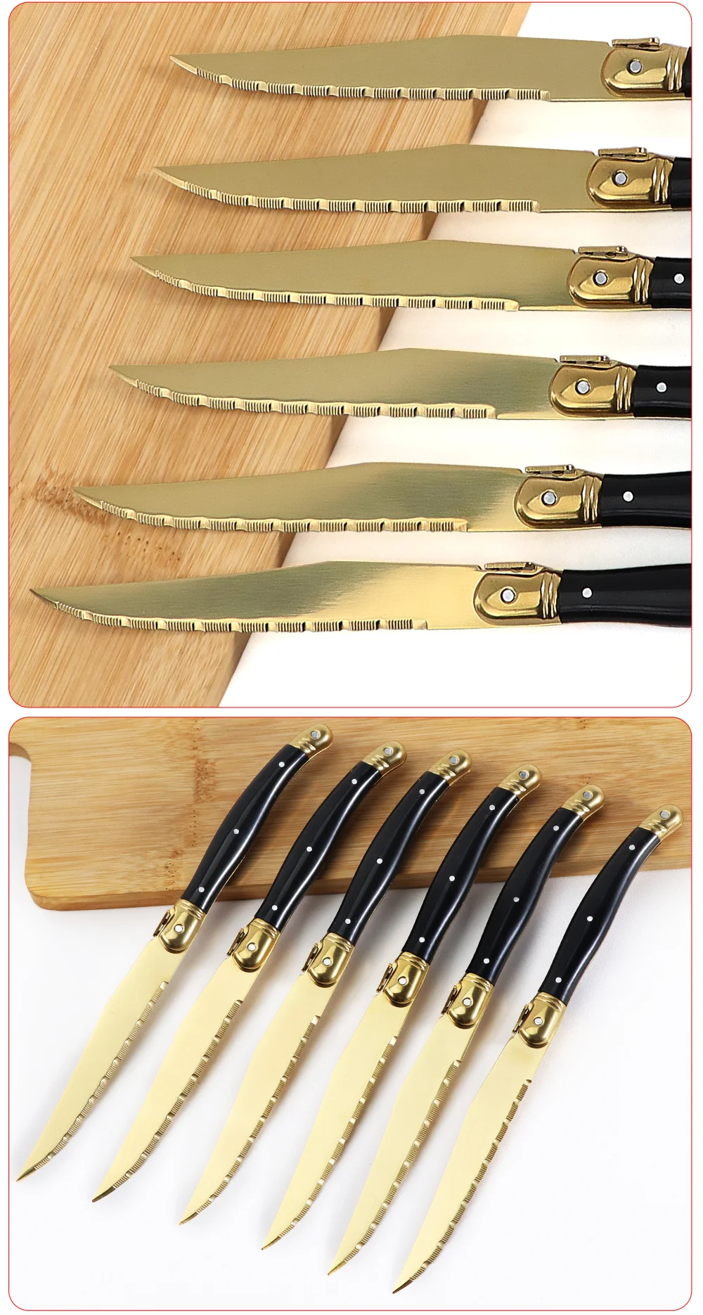 Wholesale Gold Steak Knife - Titanium Plated Cutlery