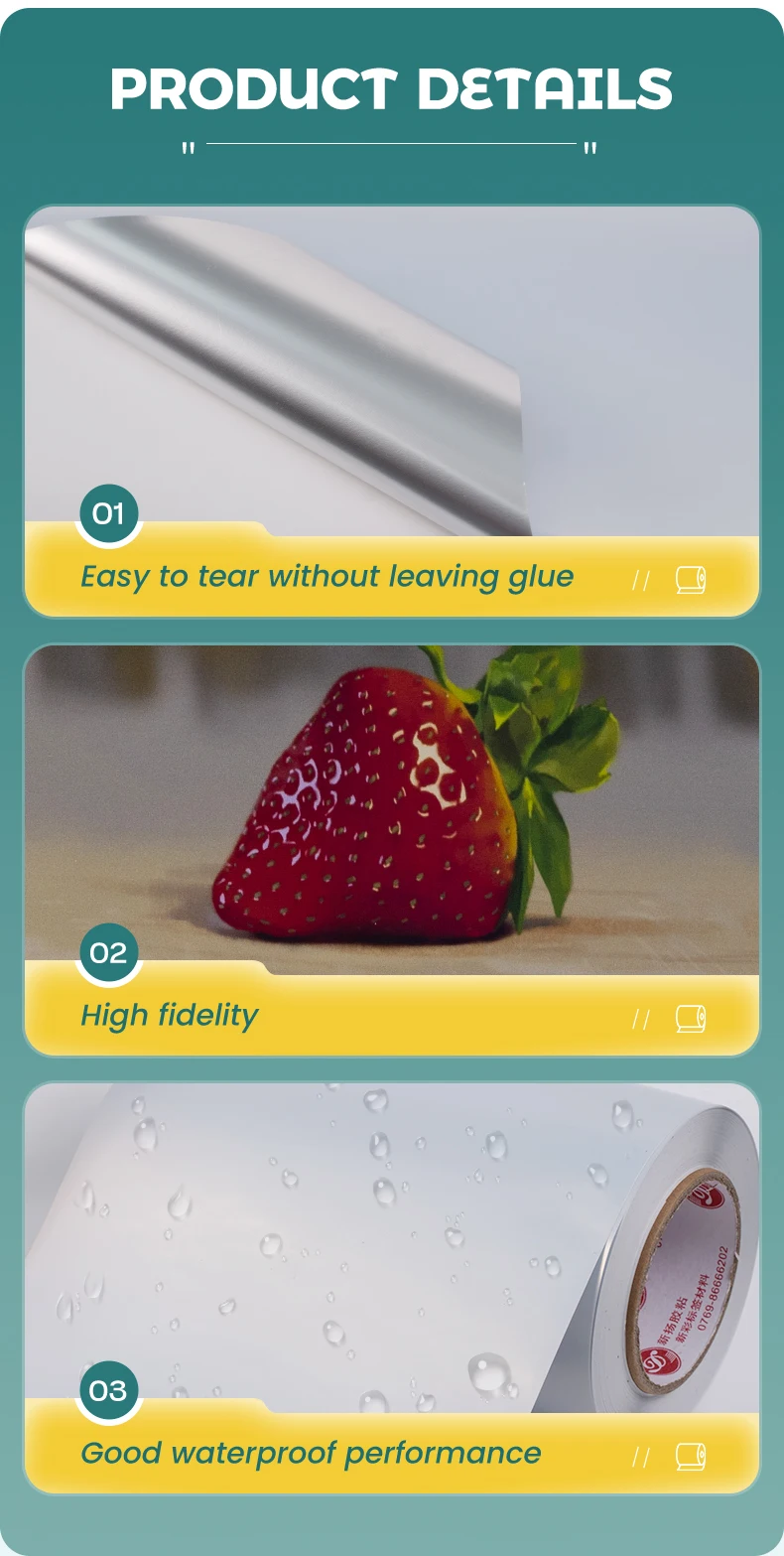 White Acrylic Adhesive Pet Sticker Paper Banner Single Sided Water ...