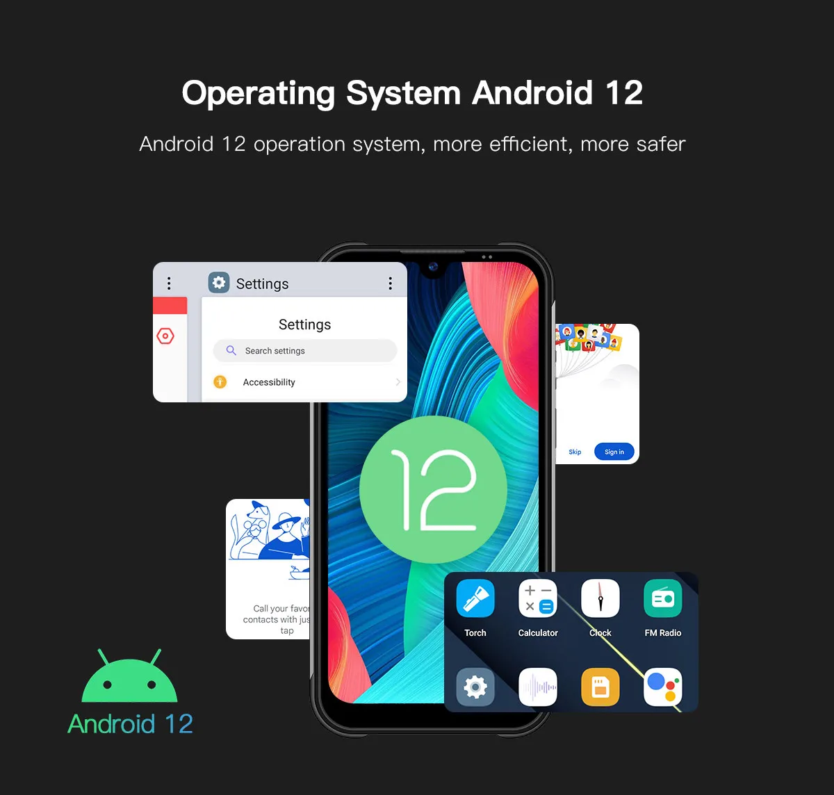 UNIWA W555 - 5.7 Inch IPS Screen Mobile Phone with Android 12