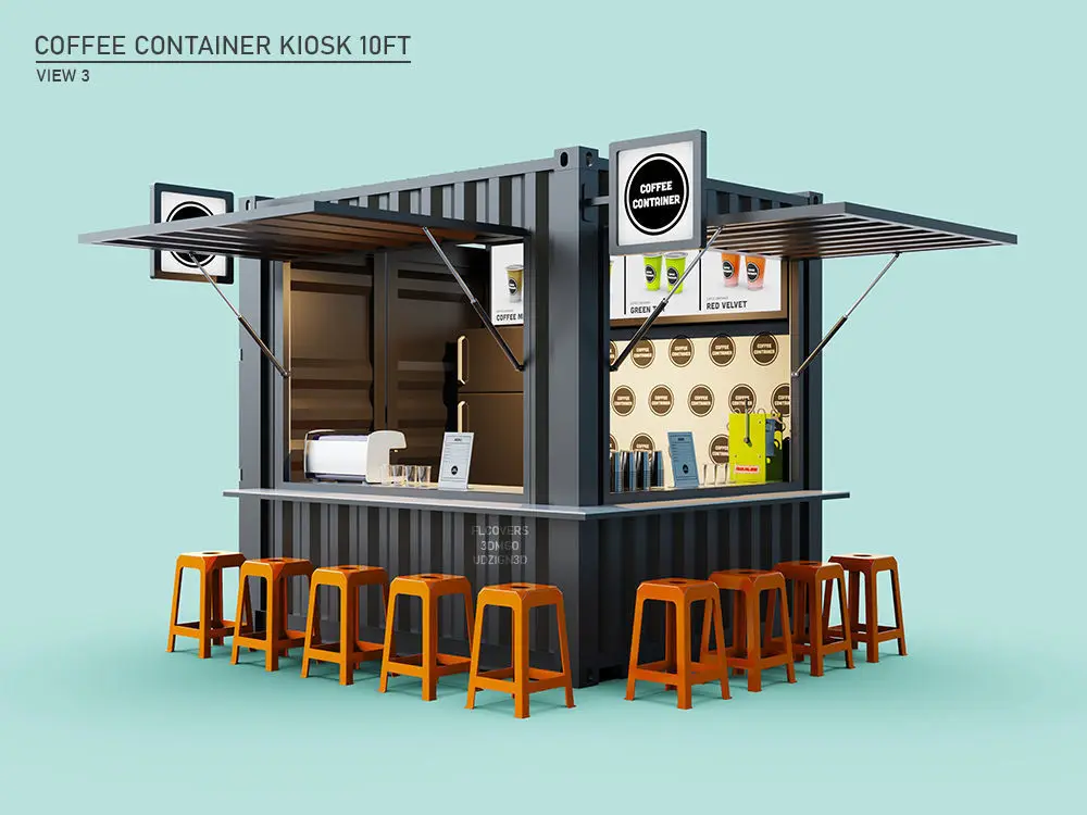 Custom Made Movable Bar Cafe Store 10ft Shipping Container
