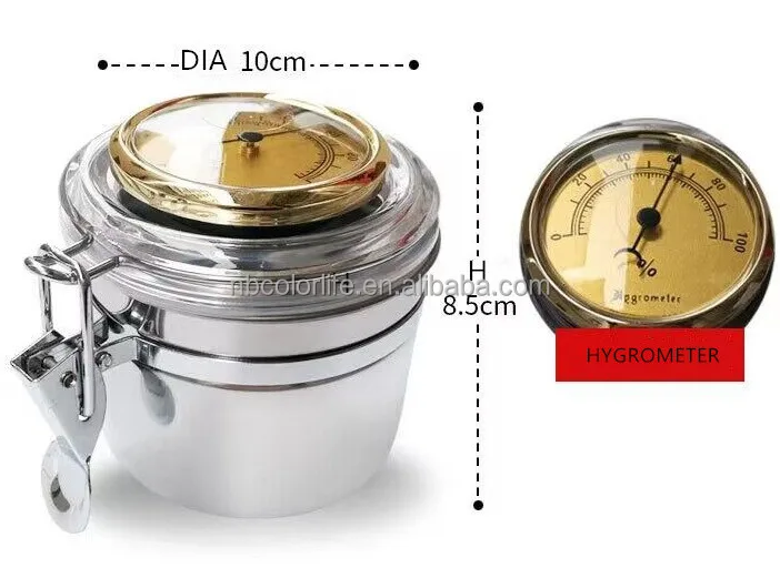 Stainless Steel Cigar Humidor with Hygrometer Tobacco Storage Bottle ...