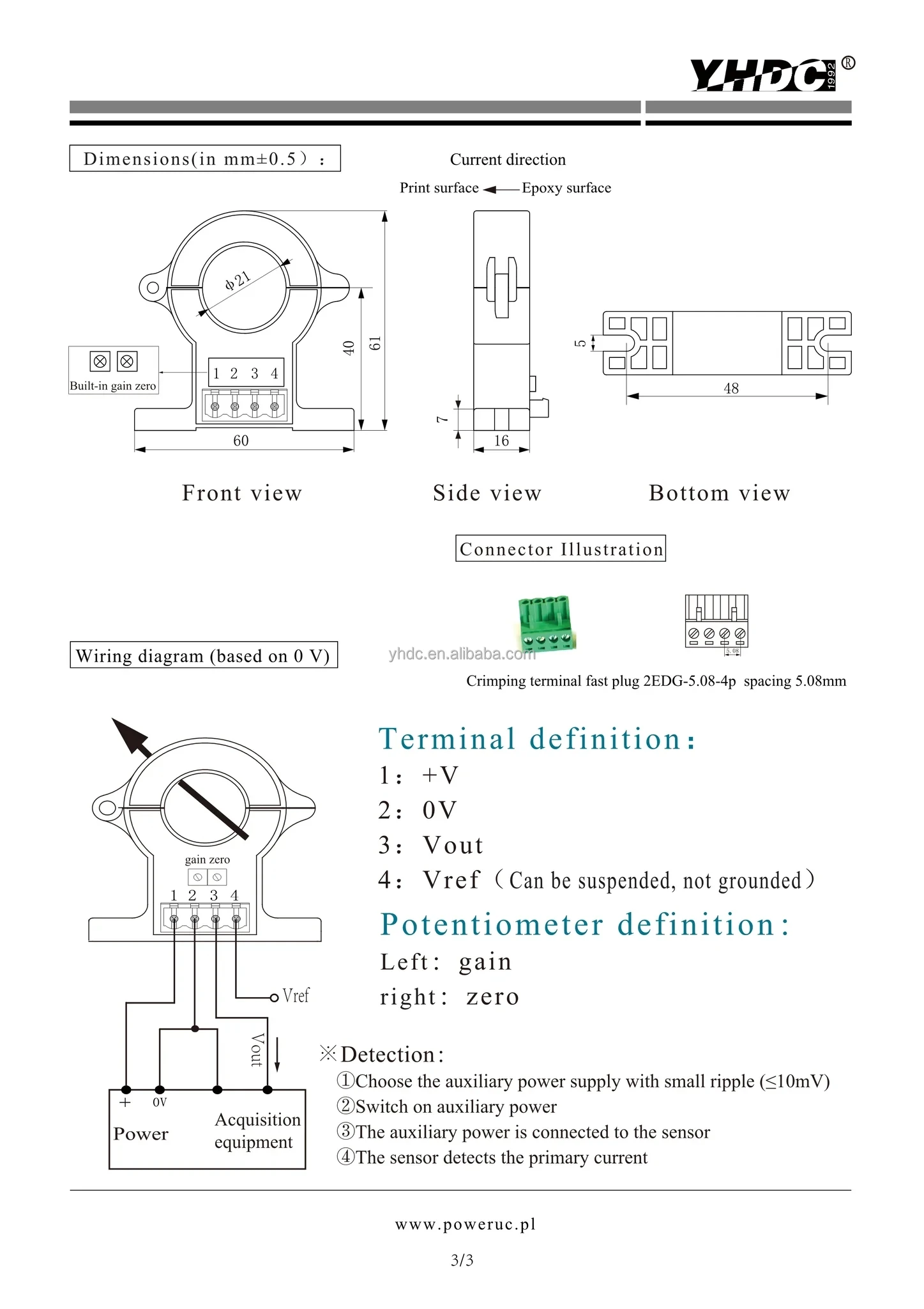 HSTS21 Split Core Hall Effect Current Sensor - 200A Input