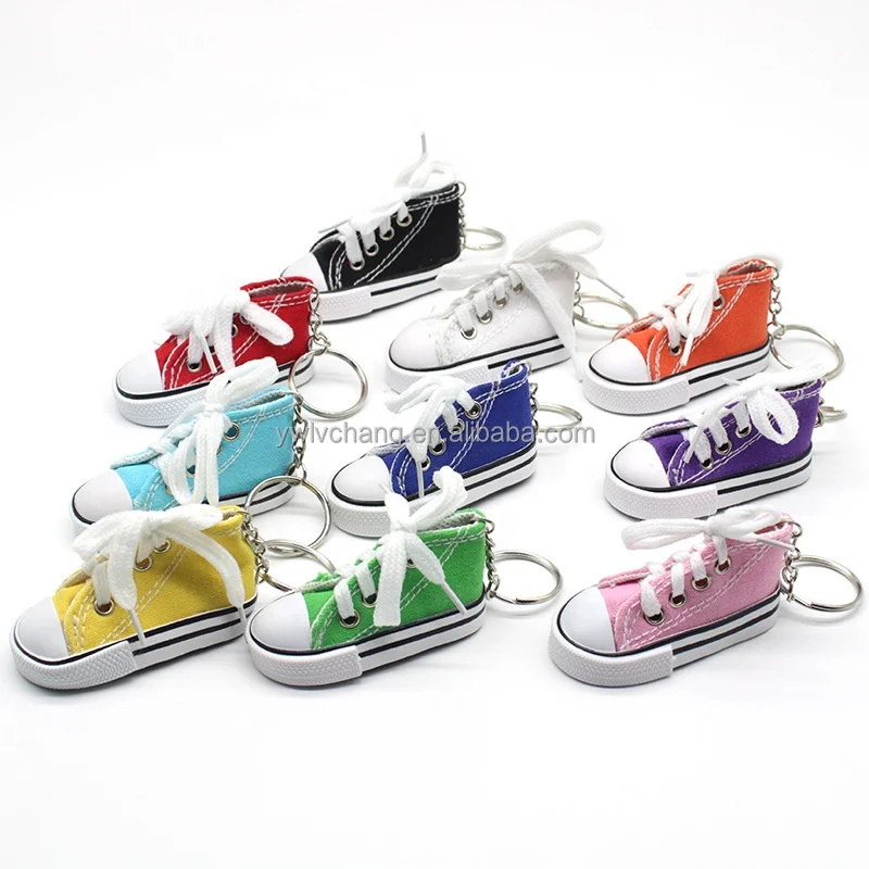 Wholesale Multiple Color Mini Pvc Shoe Key Ring Canvas Shoe Key Chain ...