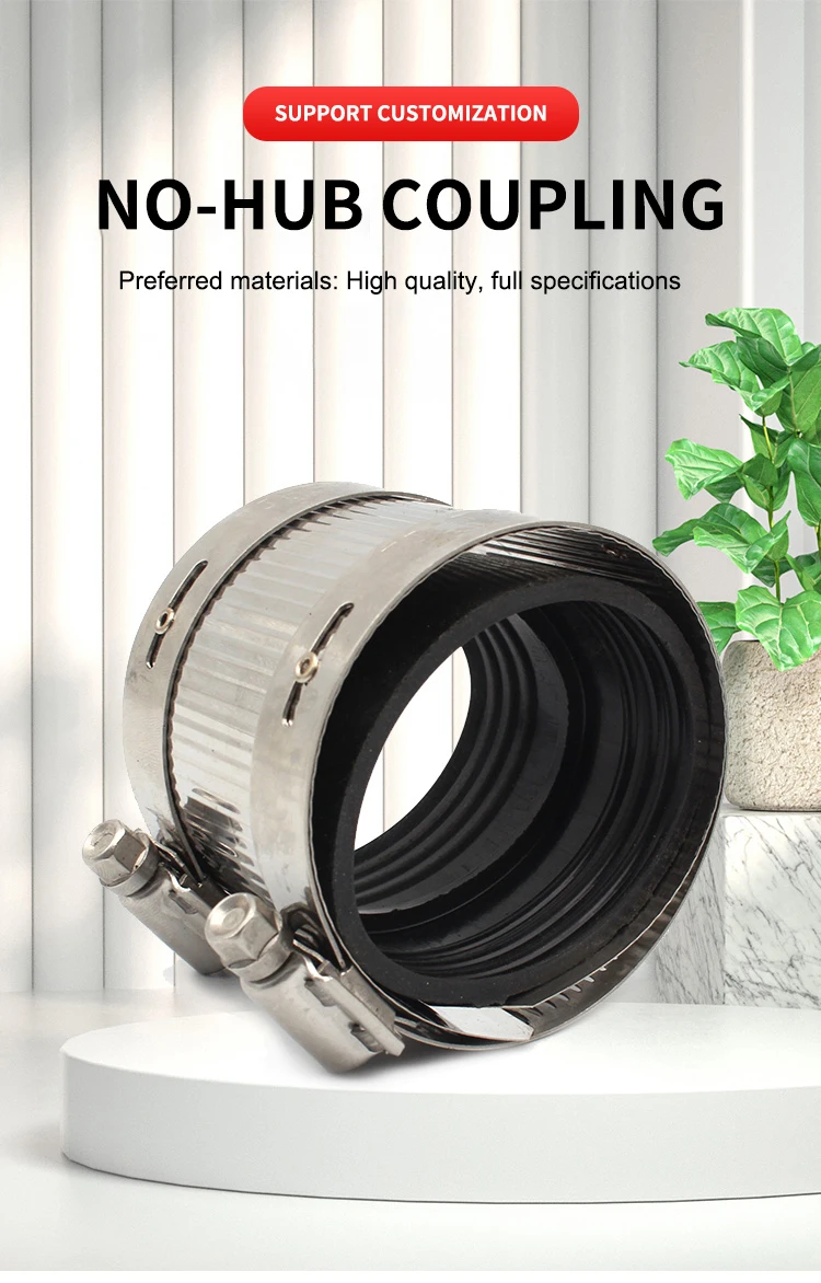 Heavy Duty Pipe Fittings a Type No-hub Rubber Lined Couplings Clamp ...