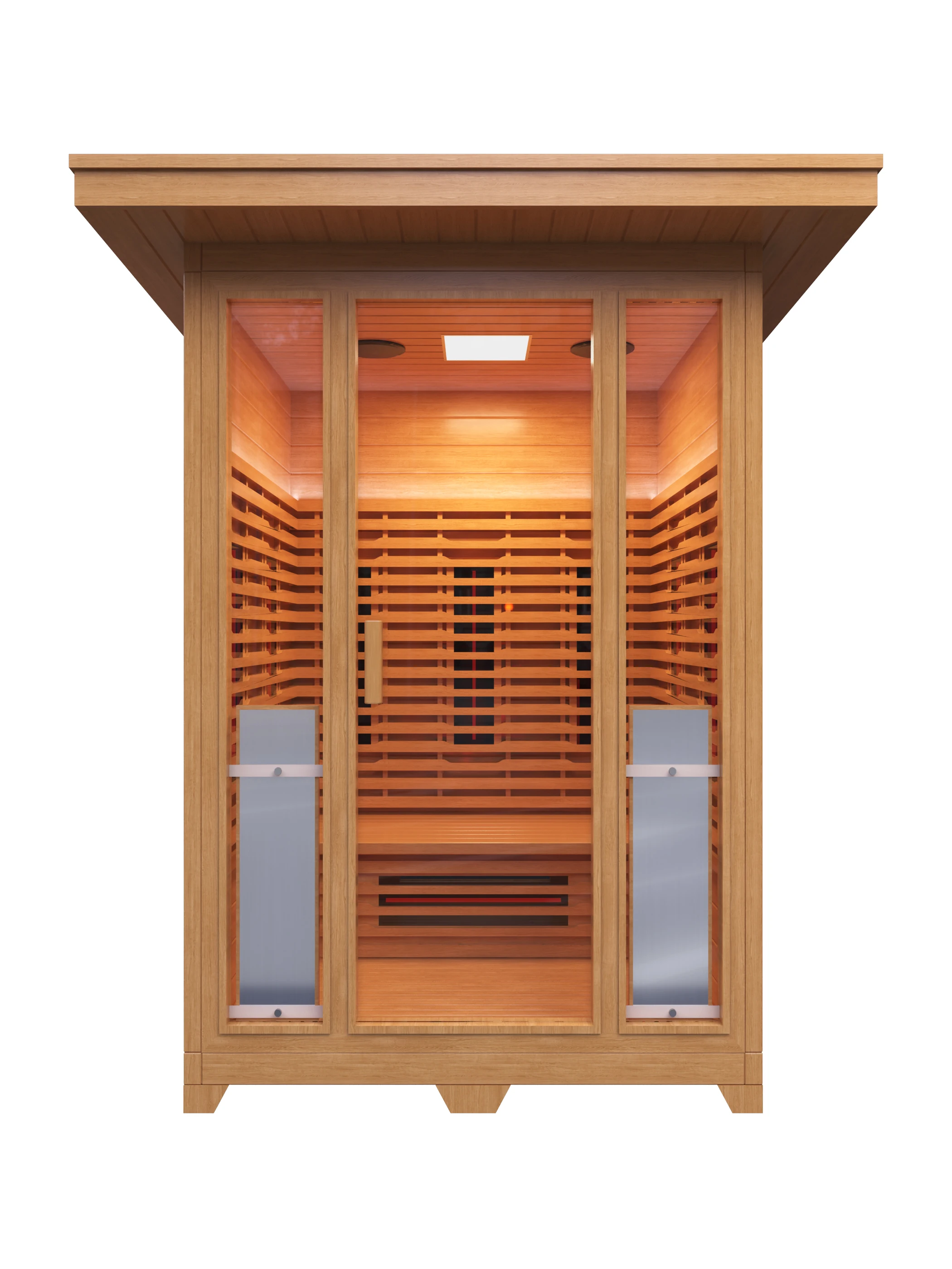 Luxury Outdoor Sauna Flat Roof Infrared Outdoor Sauna With Control ...