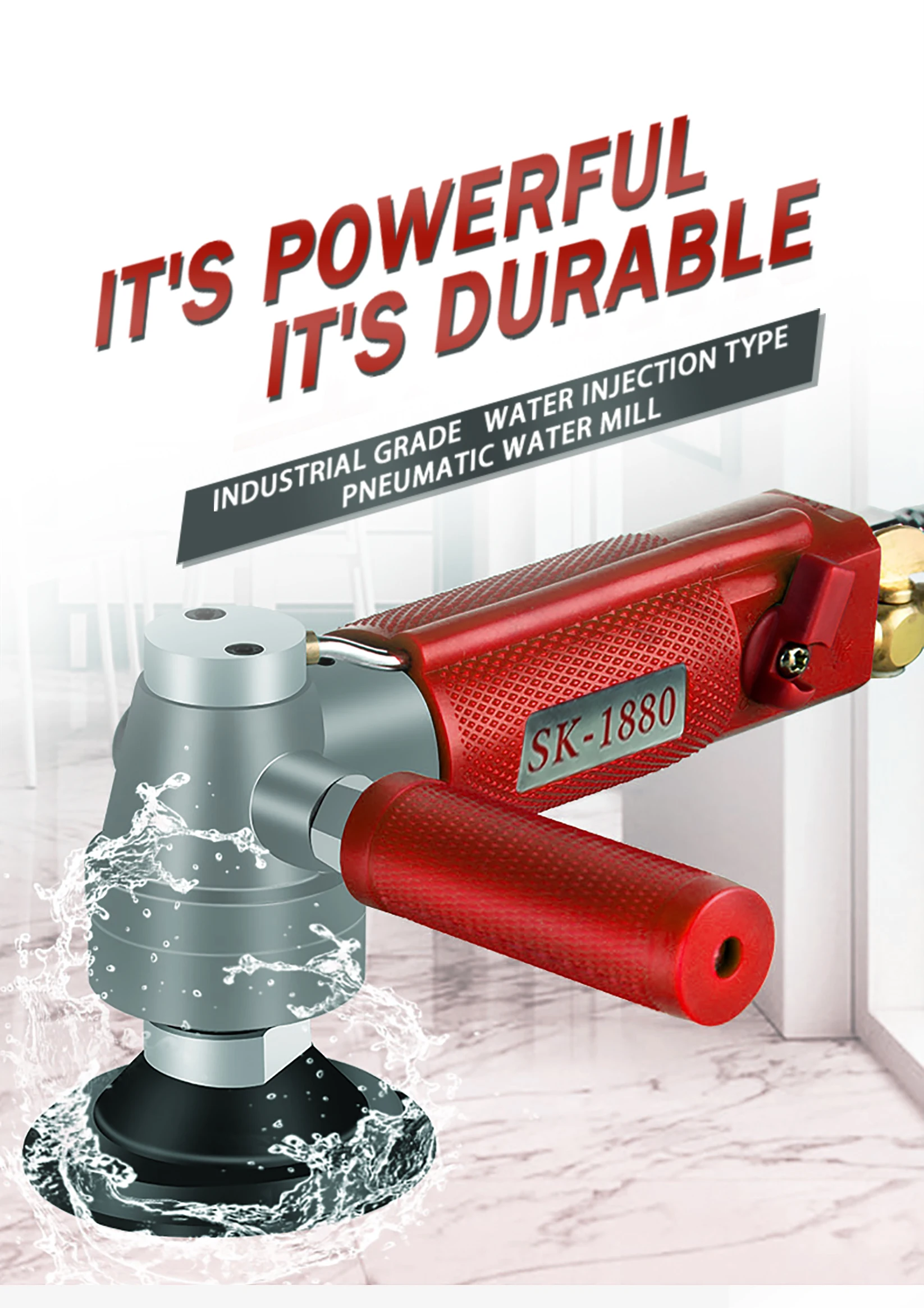 Portable Water Injection Wet Use 3" / 4" Pneumatic Water Mill Sander ...