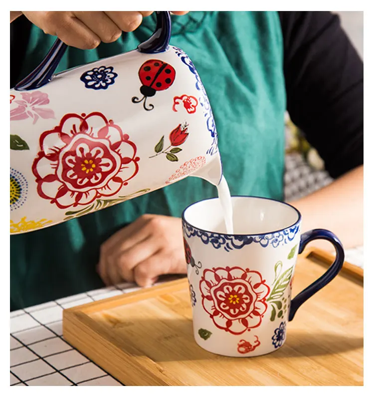 Modern Farmhouse Amazing Hand Printed High-grade Ceramic Pitcher Vase ...