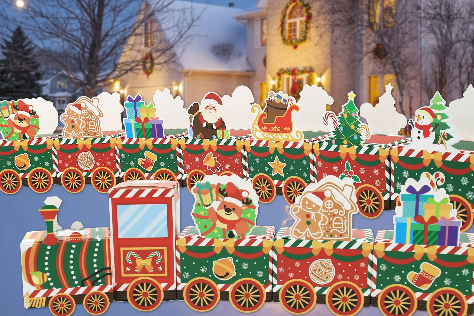 24 Days of Christmas Countdown Gift Packaging Boxes Train Design ...