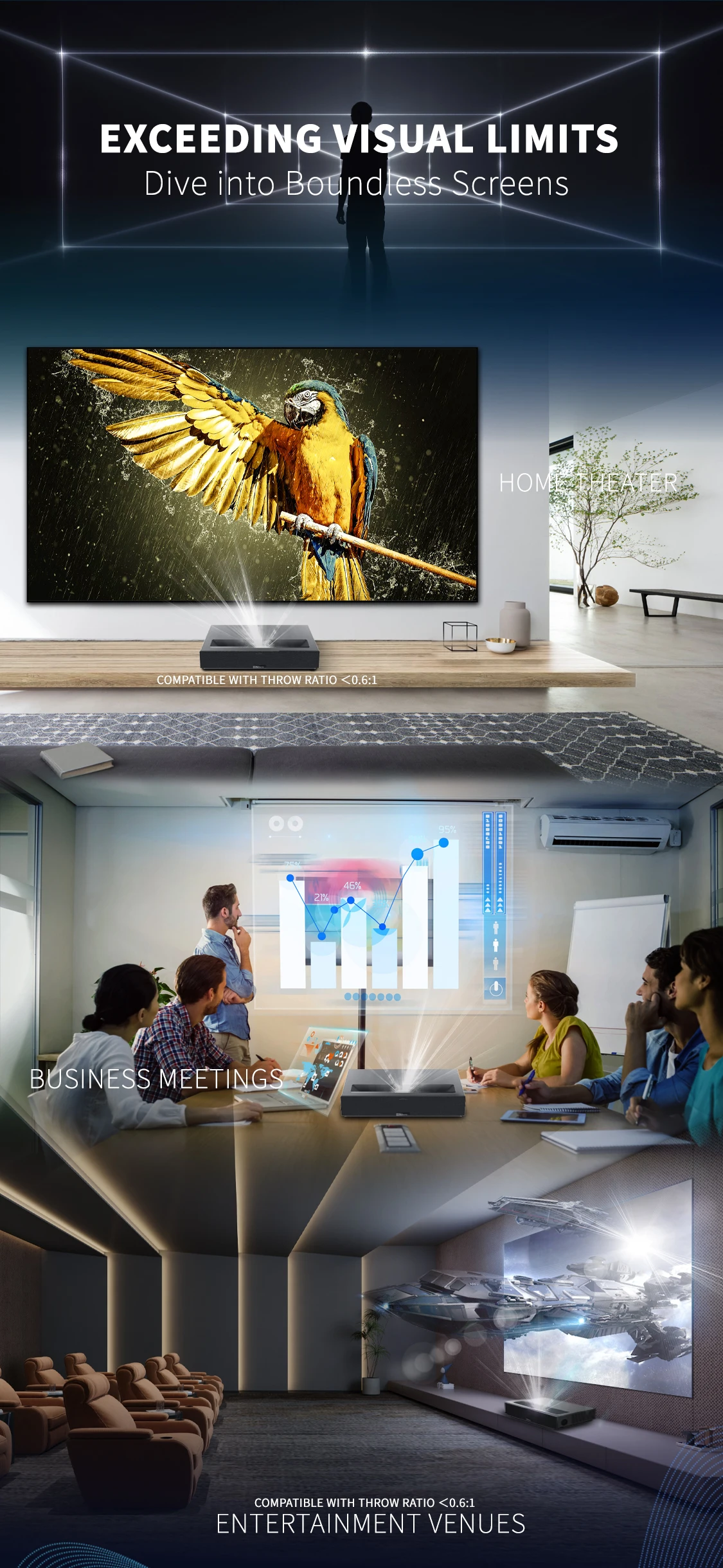 Wupro 130" Seamless Premium BSP PET ALR Projection Screen