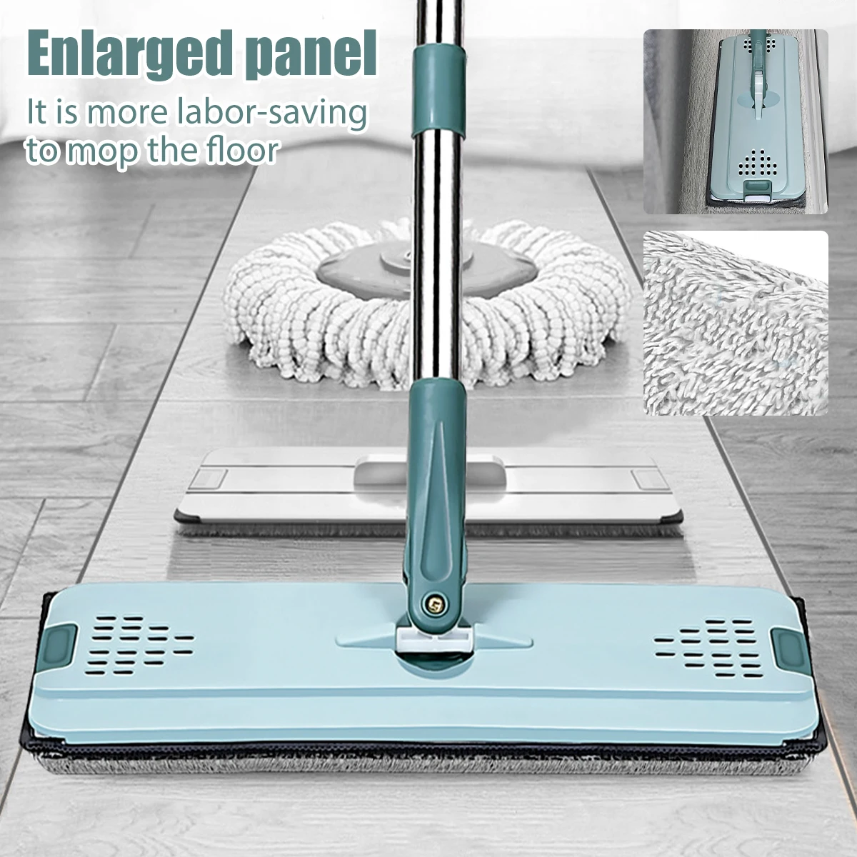 New Easy Squeeze Mop And Bucket Set With 1 Replacement Flat Mop Bucket ...