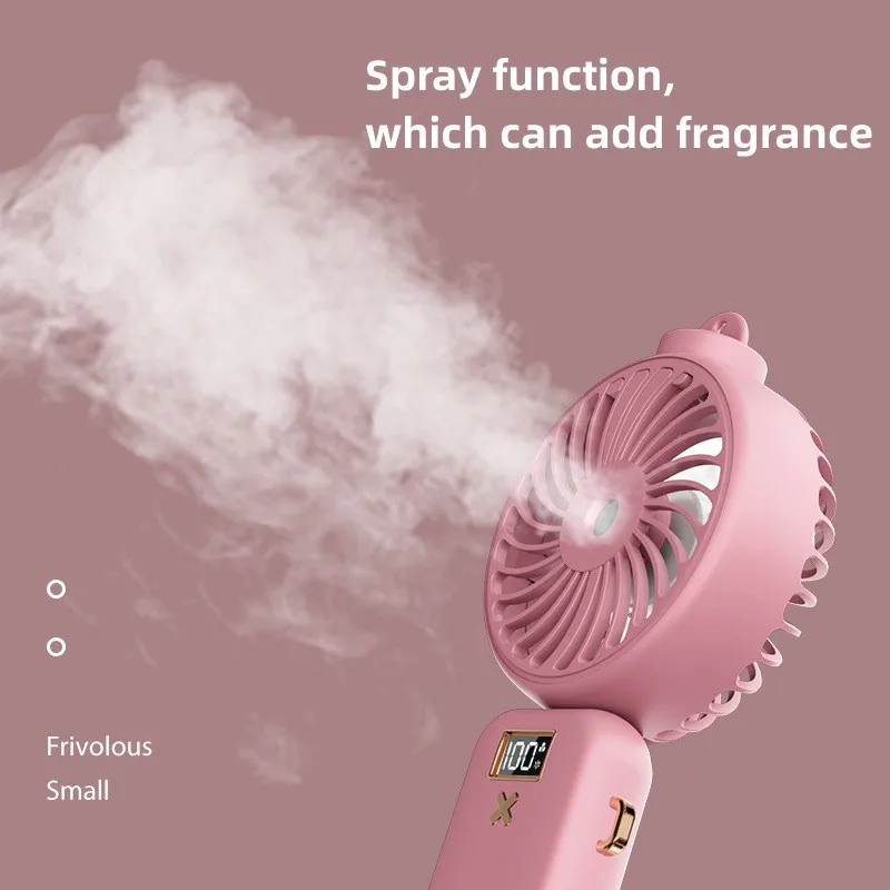 2023 Mini Folding Hand Held Digital Display Fan Aromatherapy ...