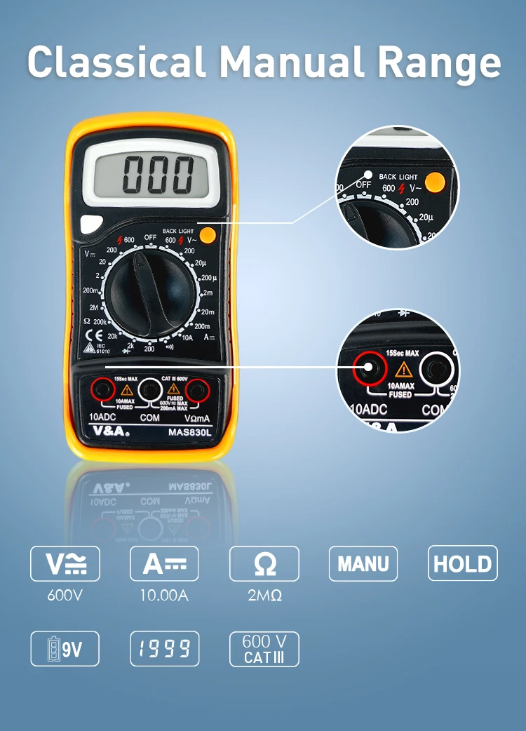 Va Brands Digital Multimeter Manual Range Dc Digital Multimeter Dmm ...