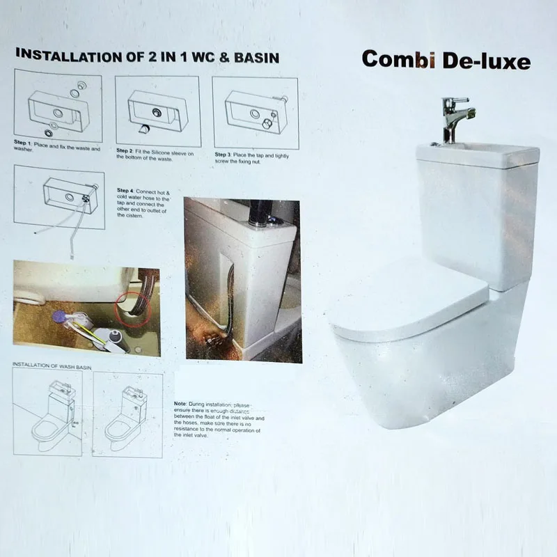 Basin In Wc Combined Dual Flush Tank Lave Main Toilet Smart Cistern ...