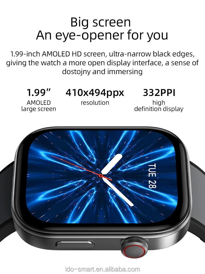 1.99 Inch AMOLED Touch Screen Smart Watch with BT Calling