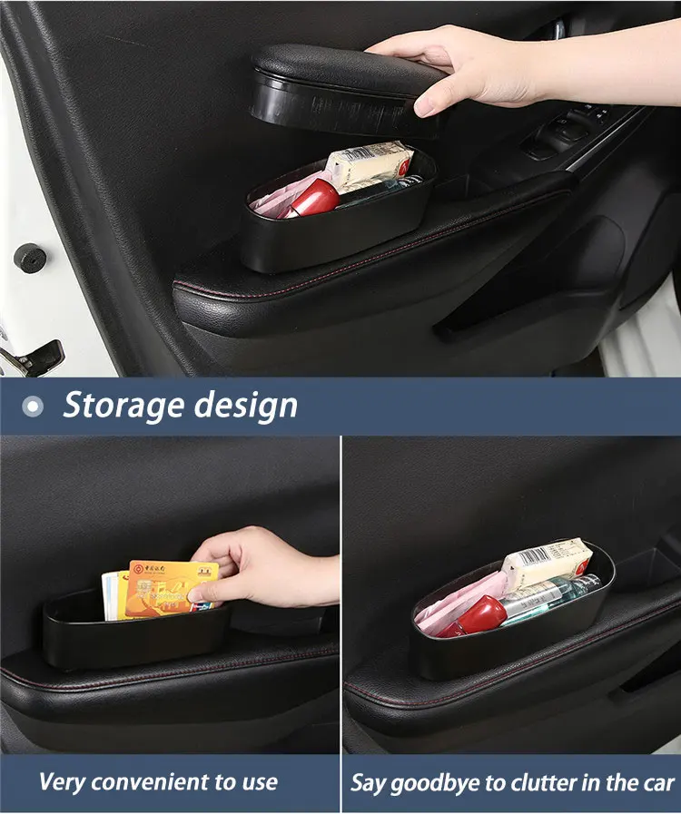 Tonc Pu Leather Car Door Side Armrests Pad Storage Organizer Handrail ...