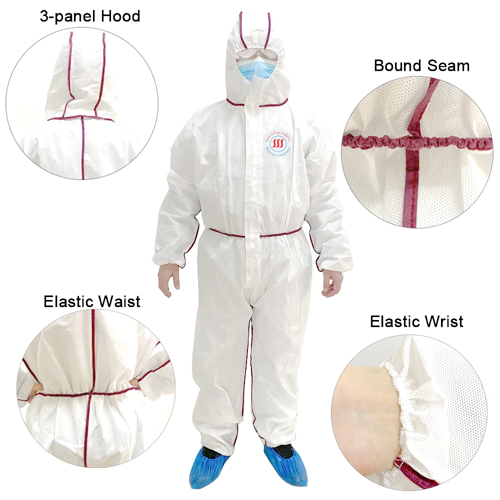 Ppe Hazmat Suits Biological Resistant Disposable Microporous Protection ...