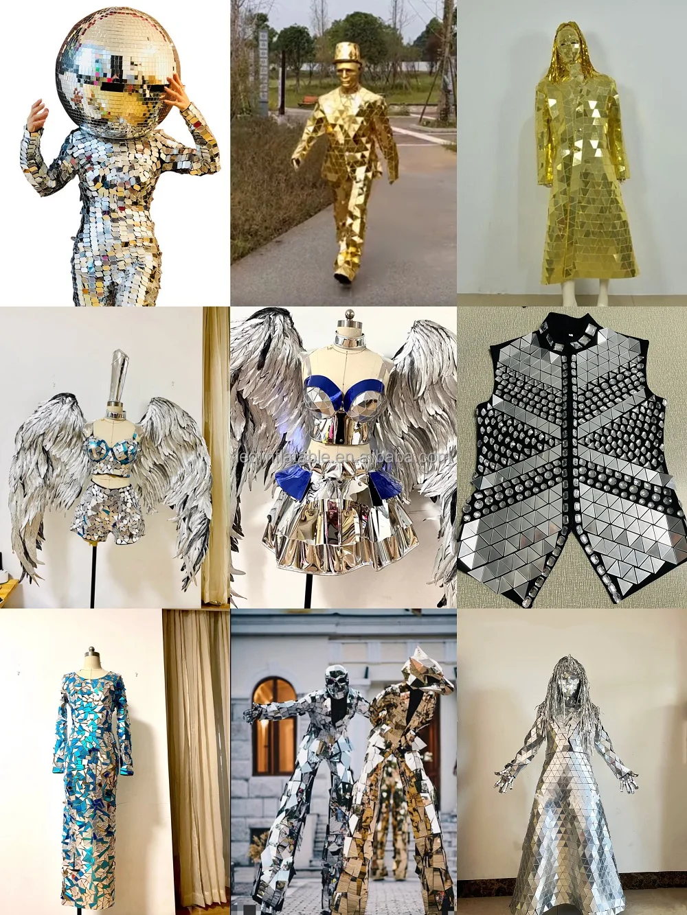 Women's Silver Golden Mirror Jumpsuit for Stage Performance