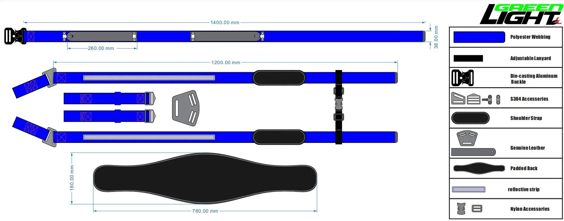Crossover Backed Miner's Safety Belts High Strength Polyester ...
