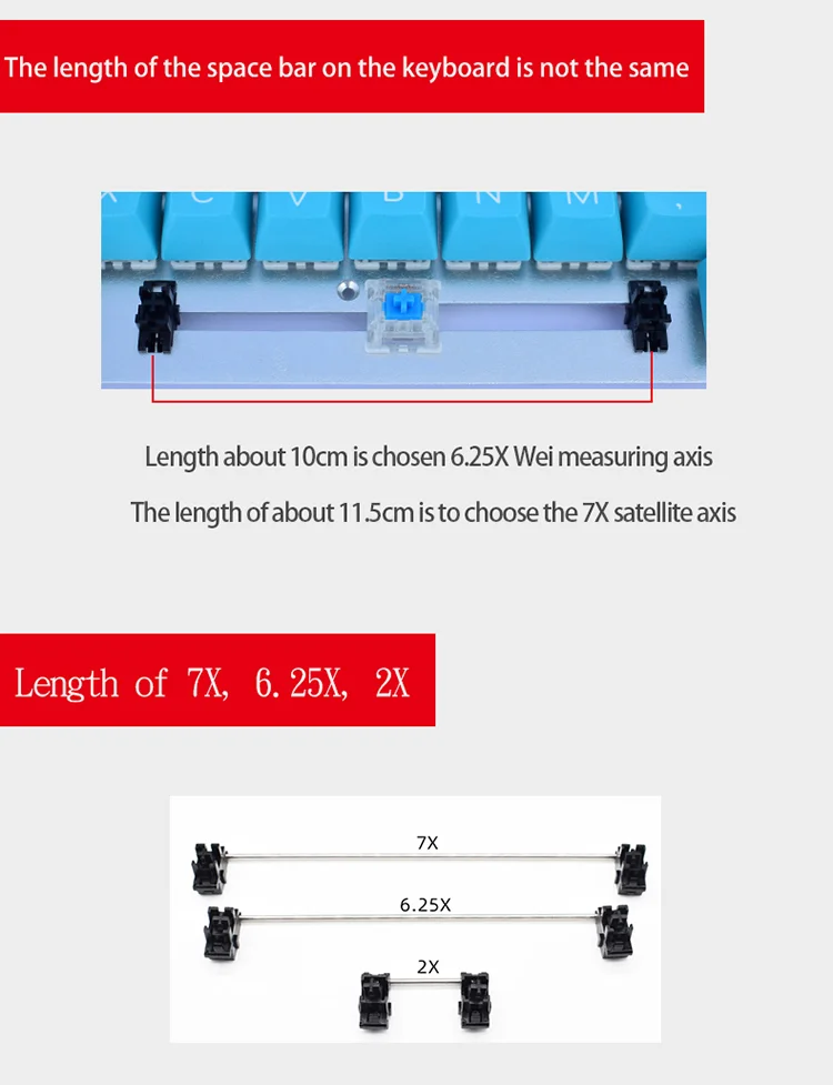 GATERON Mechanical Keyboard Customized Keyboard 7u 6.25u 2u Stabilizer ...