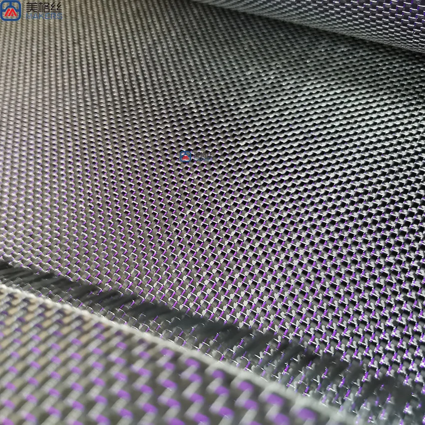 Unique Design Pattern Metallic Carbon Fiber Fabrics In Purple 3k 240gsm ...