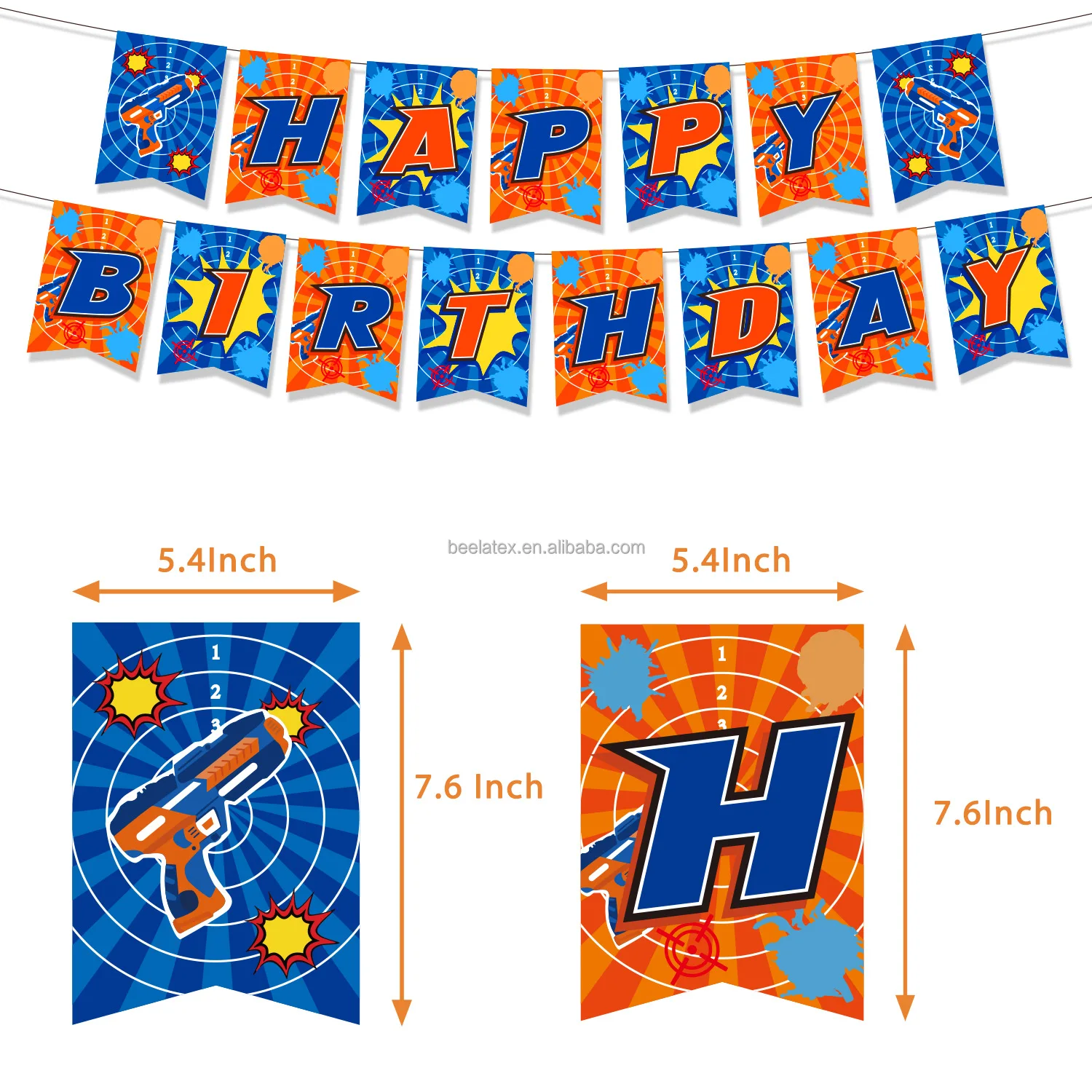 Dart War Party Supplies Happy Birthday Banner Cupcake Topper Dart War ...