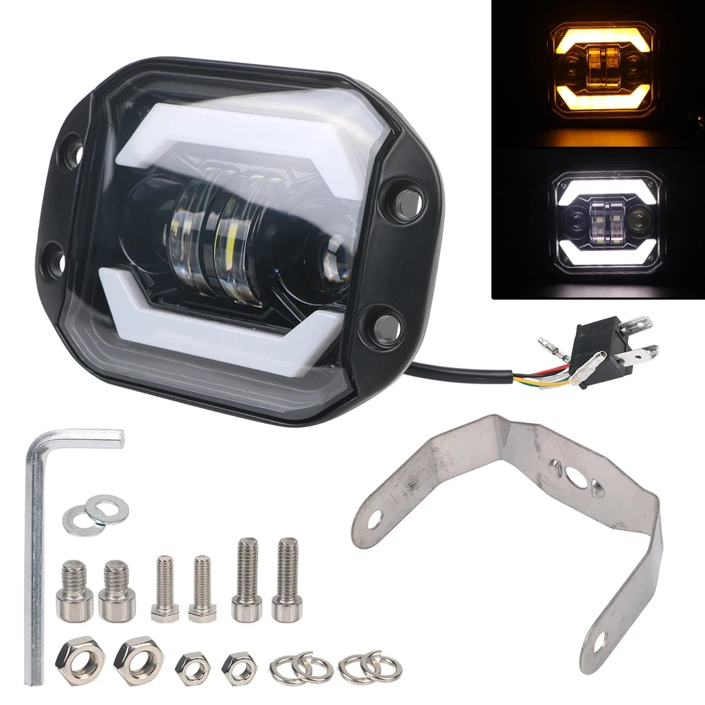 DRL LED Headlights 12V Flush Mounted 5 Inch for Truck 4X4 SUV ATV ...