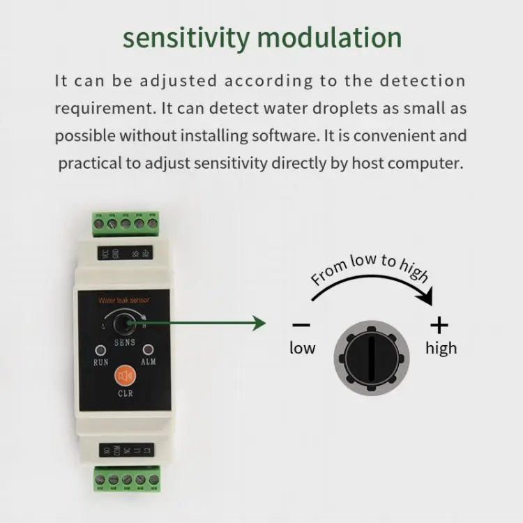 MODBUS RTU Water Leak Detection Device - Adjustable Sensitivity