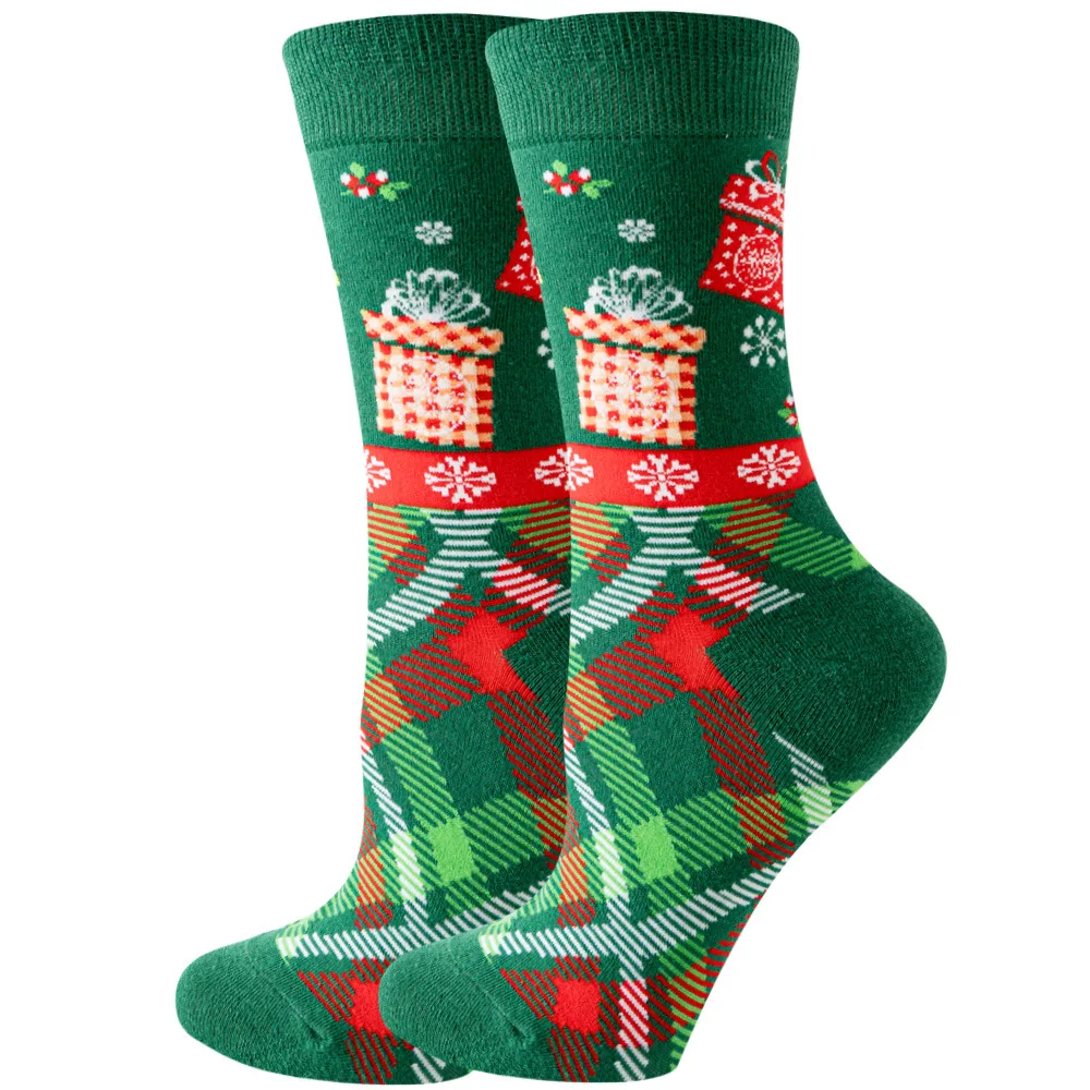 2023 Christmas New Santa Claus Cartoon Women Socks Holiday Cotton Crew
