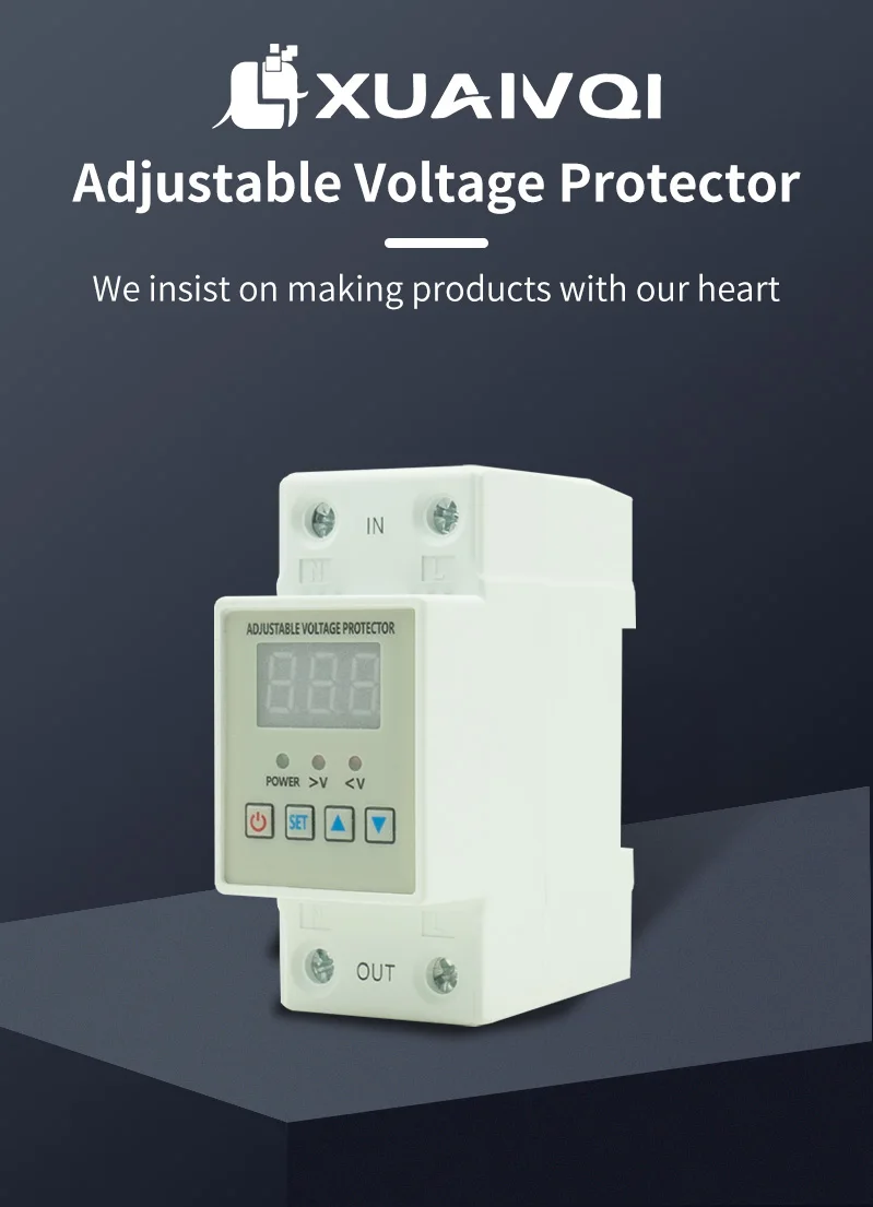 63a 230v Din Rail Adjustable Over Under Voltage Protective Protector ...