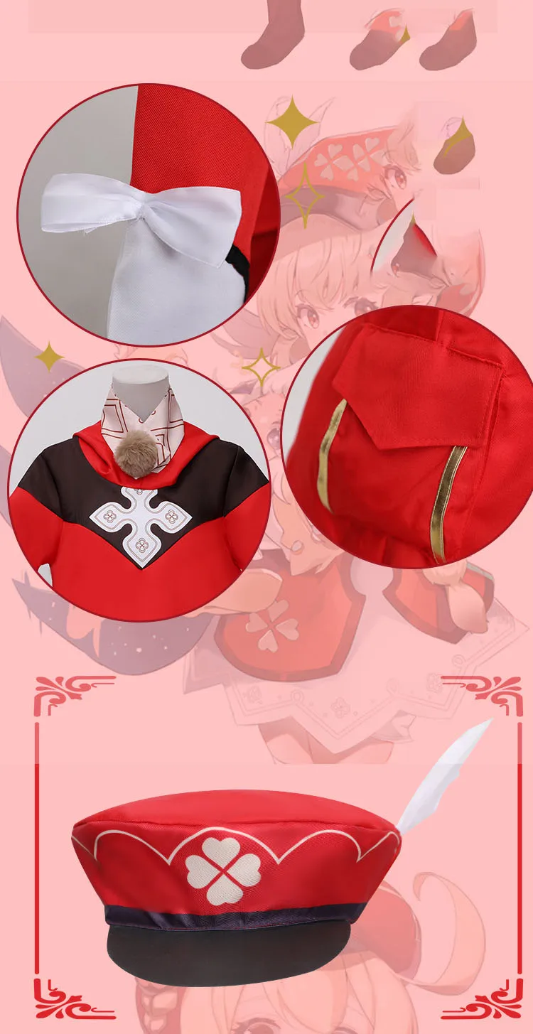 Genshin Impact Cosplay Klee Cosplay Costume Backpack Wigs Shoes Loli ...