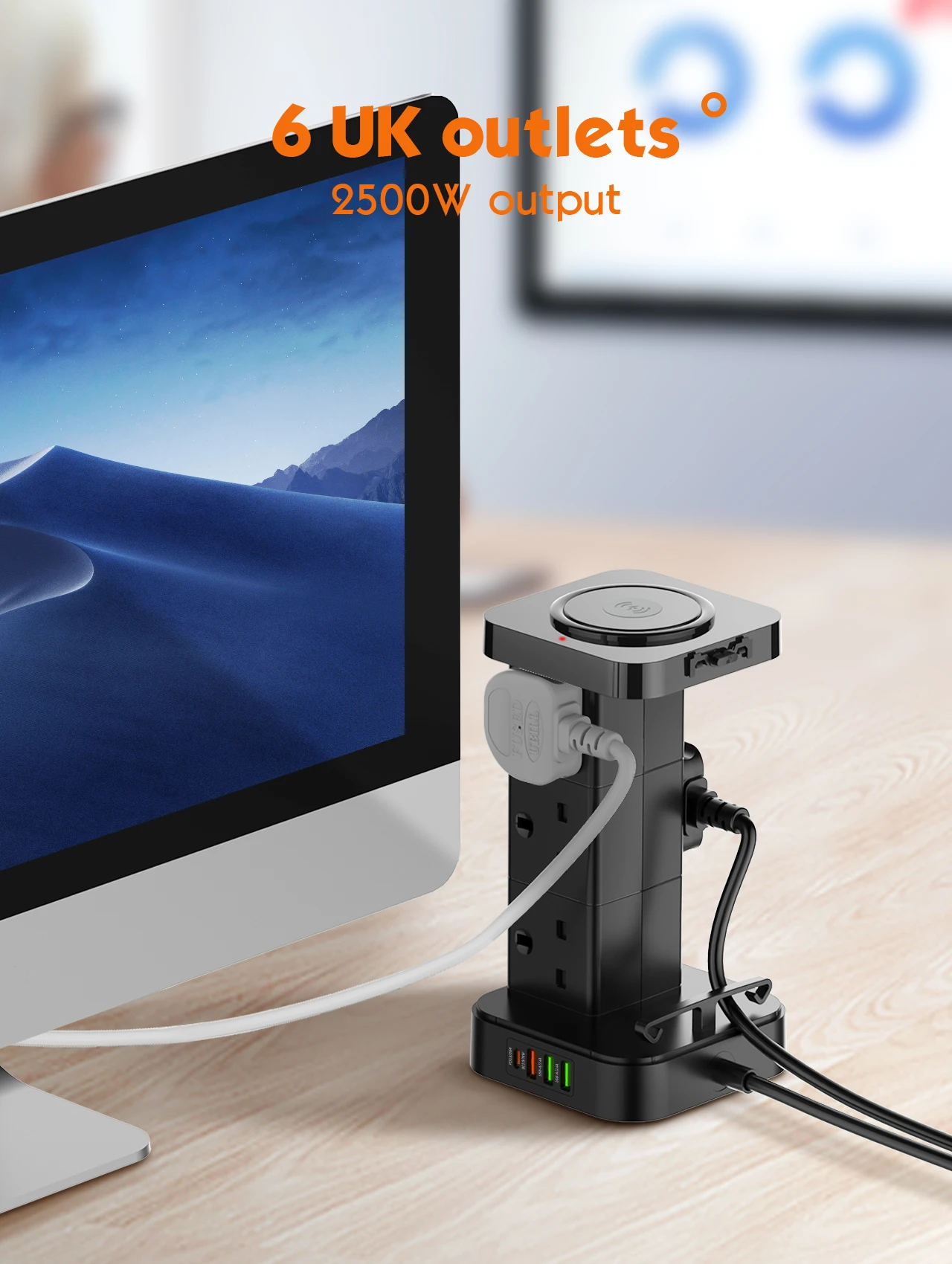 Ldnio Skw6457 15w Wireless Charging Power Socket With Bs1363 6uk Outlet ...