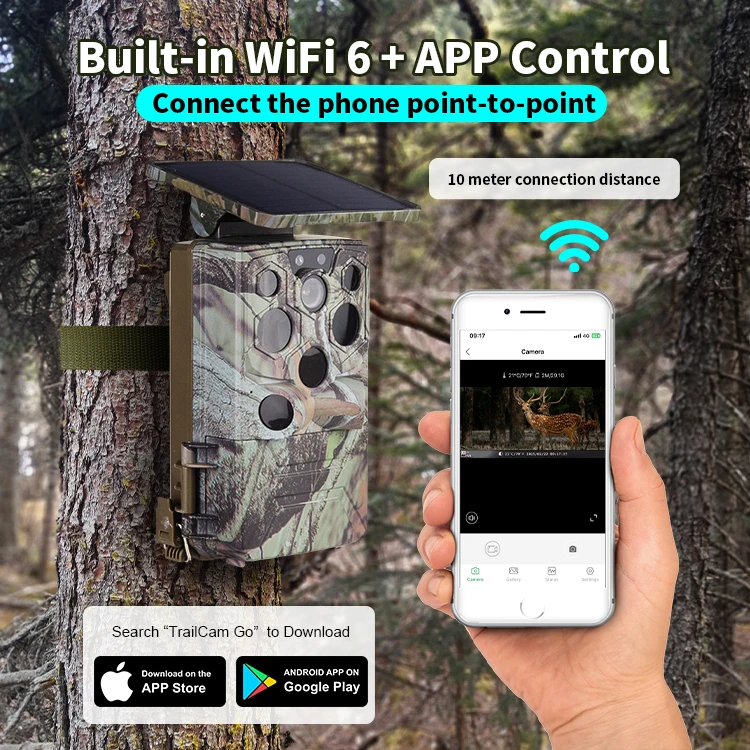 4K Solar Powered WiFi Hunting Camera with Color Night Vision 0.3s ...