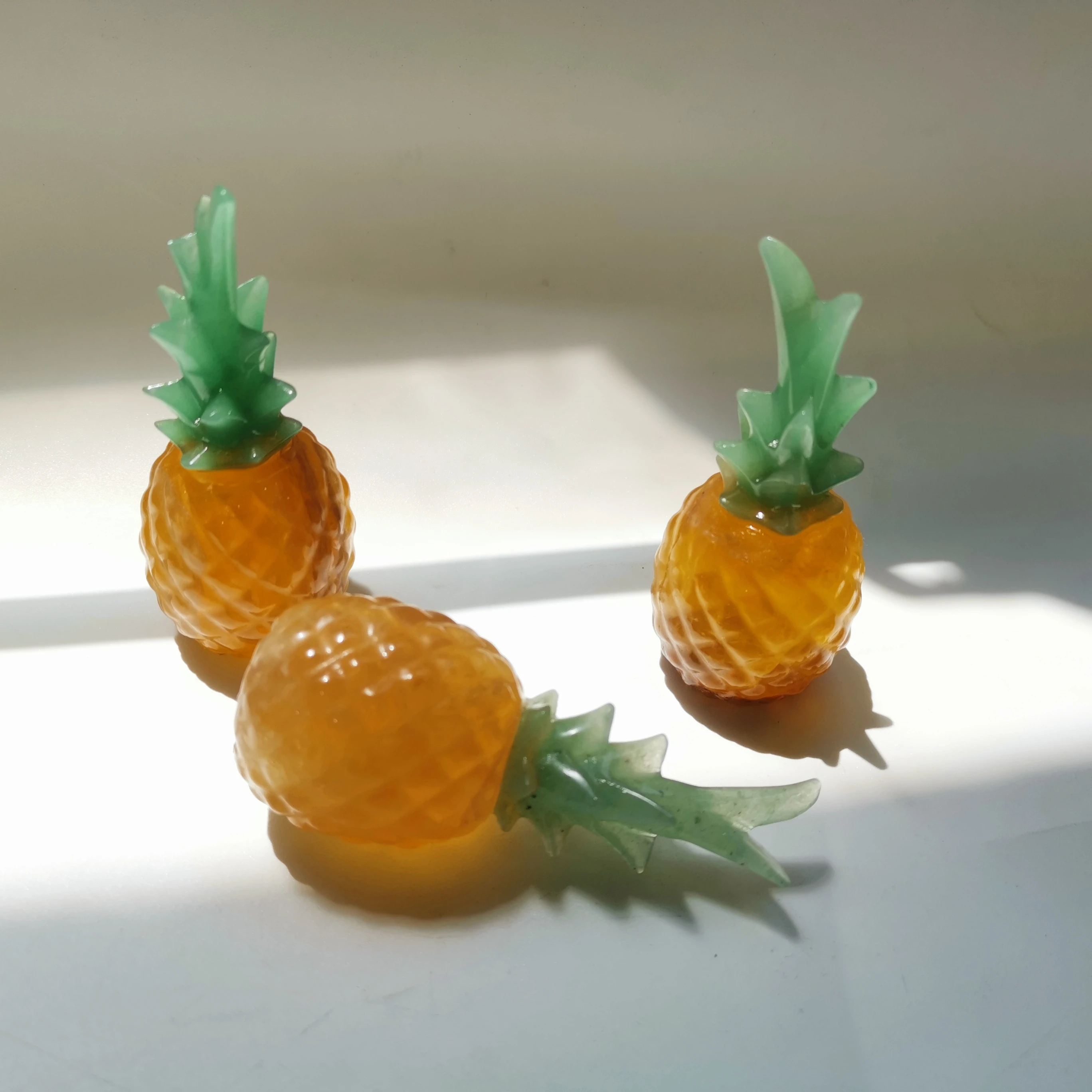 Realistic Pineapple Crystal Fruit Crafts Yellow Fluorite For Gift ...