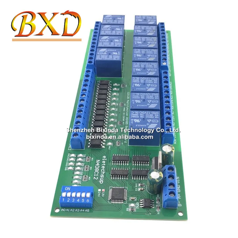 12ch Digital Input Output Uart Rs485 Relay Module Modbus Rtu Din35 C45 Rail Box For Plc Ptz Led ...