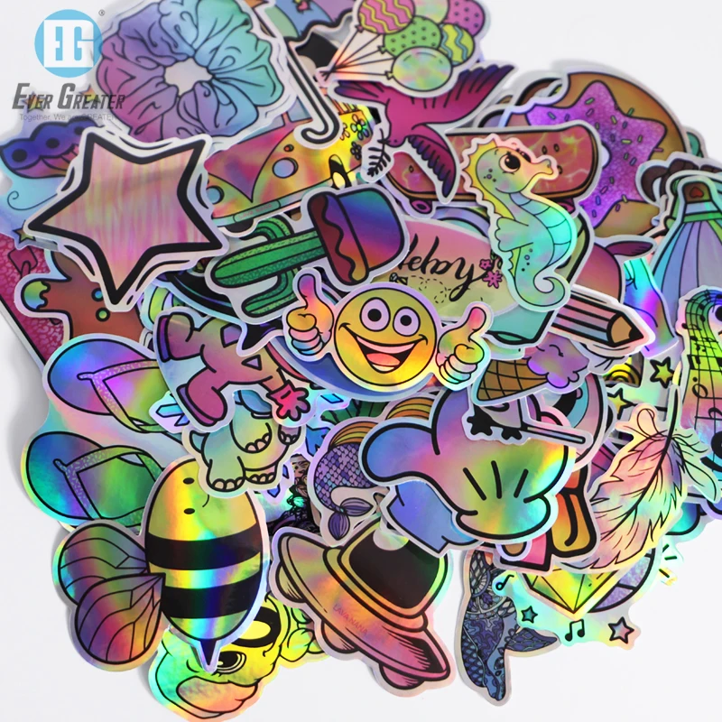 Custom Personalized Clear Logo Sticker Sheet Holographic Vinyl Stickers ...