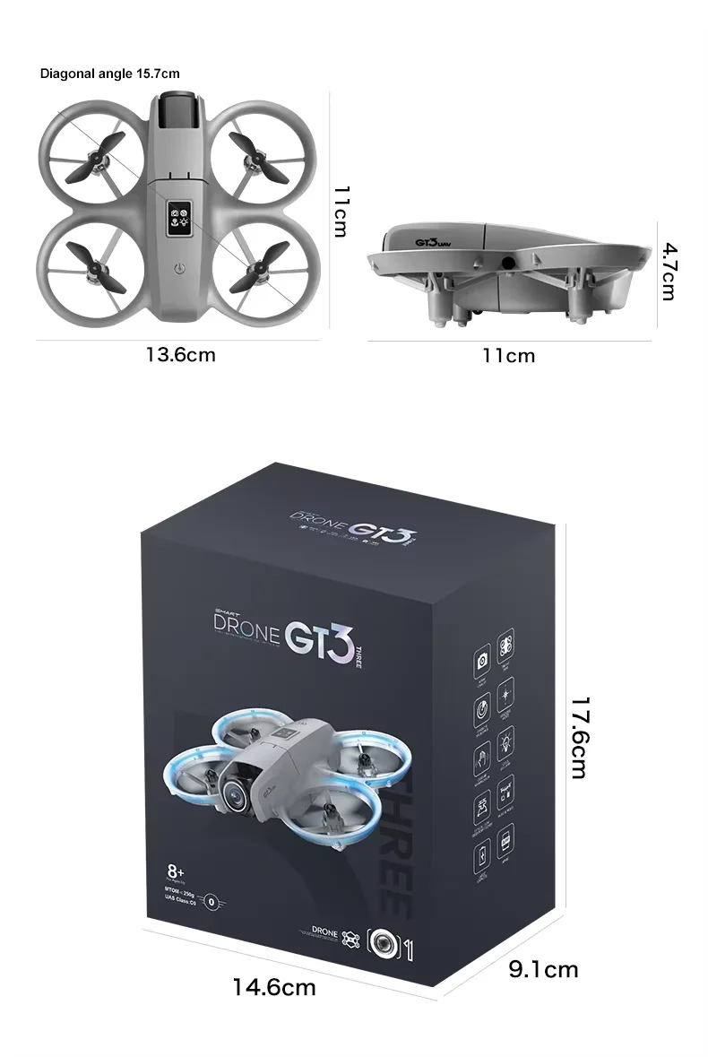 Wholesale GT3 Mini 4K Drone with Dual Camera, 3D Flip, LED Light, and ...