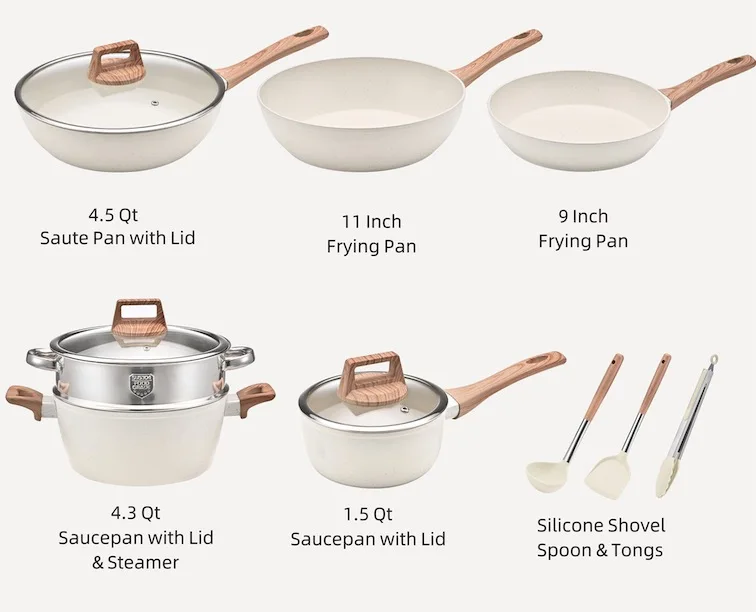 Nonstick Ceramic Cookware Set 12-Pieces - Durable & Versatile