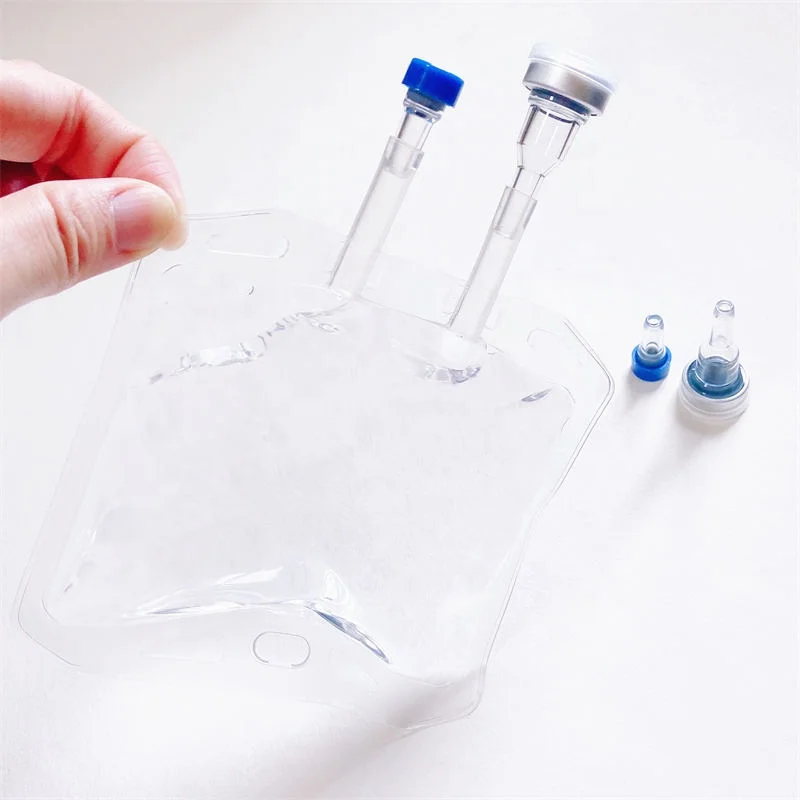 disposable pvc IV infusion bag double ports with butterfly twist-of pvc ...