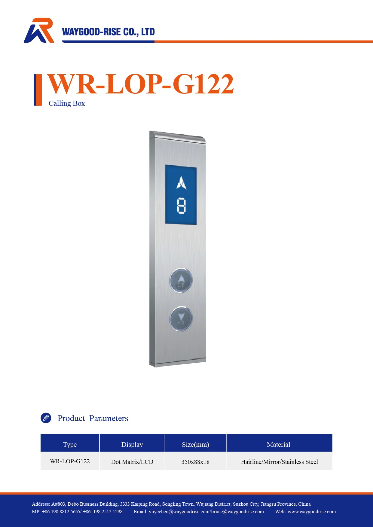 Elevator Lop Wall Mounted And With Bottom Box Acrylic Sts Hairline 304 ...