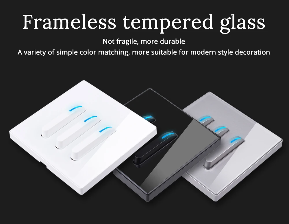 New Model 16a 1/2/3/4 Gang 1 Way 2 Way Tempered Glass Panel Piano ...